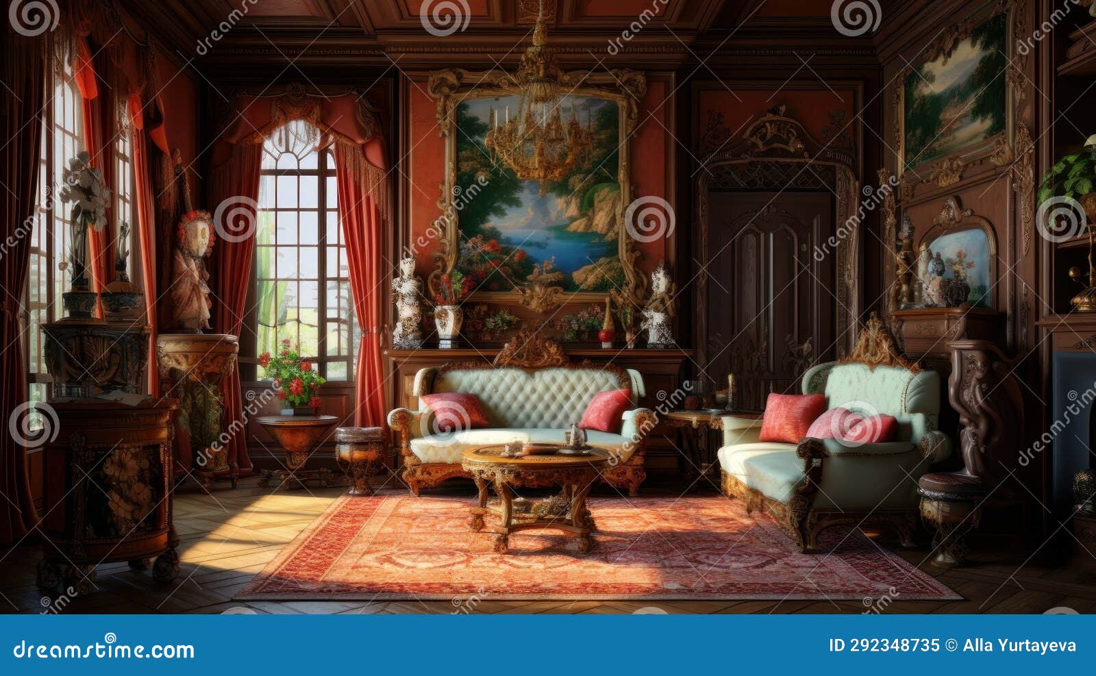 Interior of a Cozy Room in Mannerism Style Stock Image - Image of ...