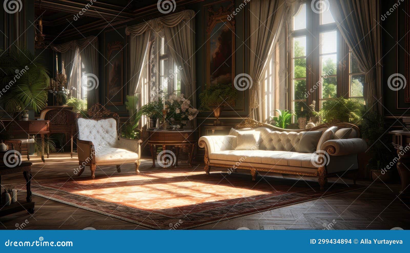 Interior of a Cozy Room in Mannerism Style Stock Photo - Image of ...