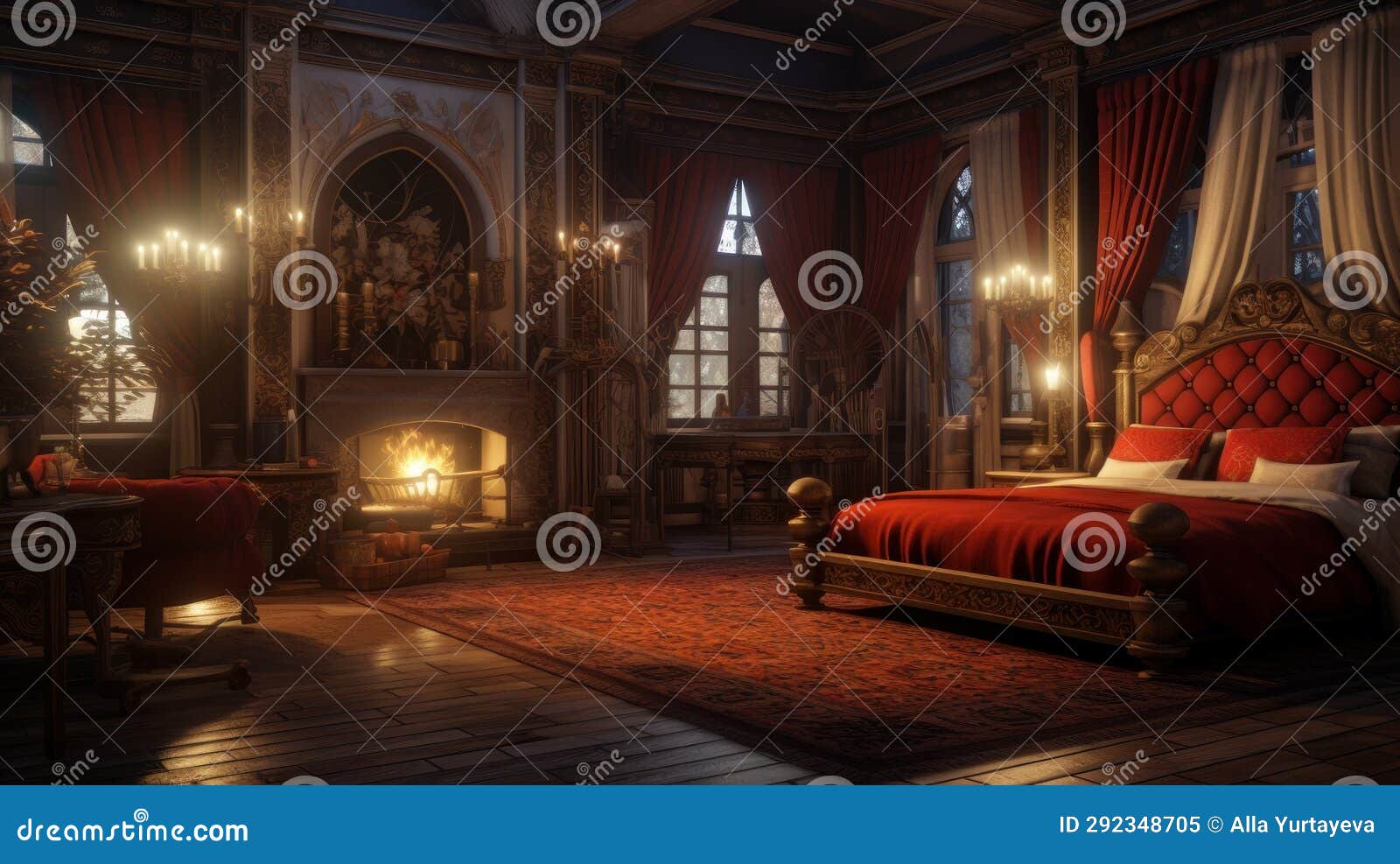 Interior of a Cozy Room in Renaissance Style. Stock Image - Image of ...