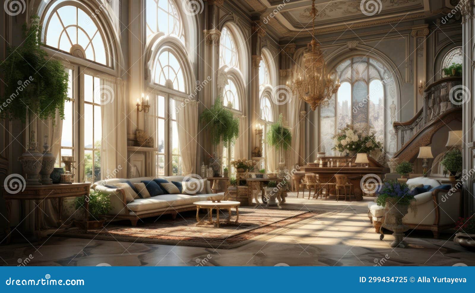 Interior of a Cozy Room in Renaissance Style. Stock Illustration ...