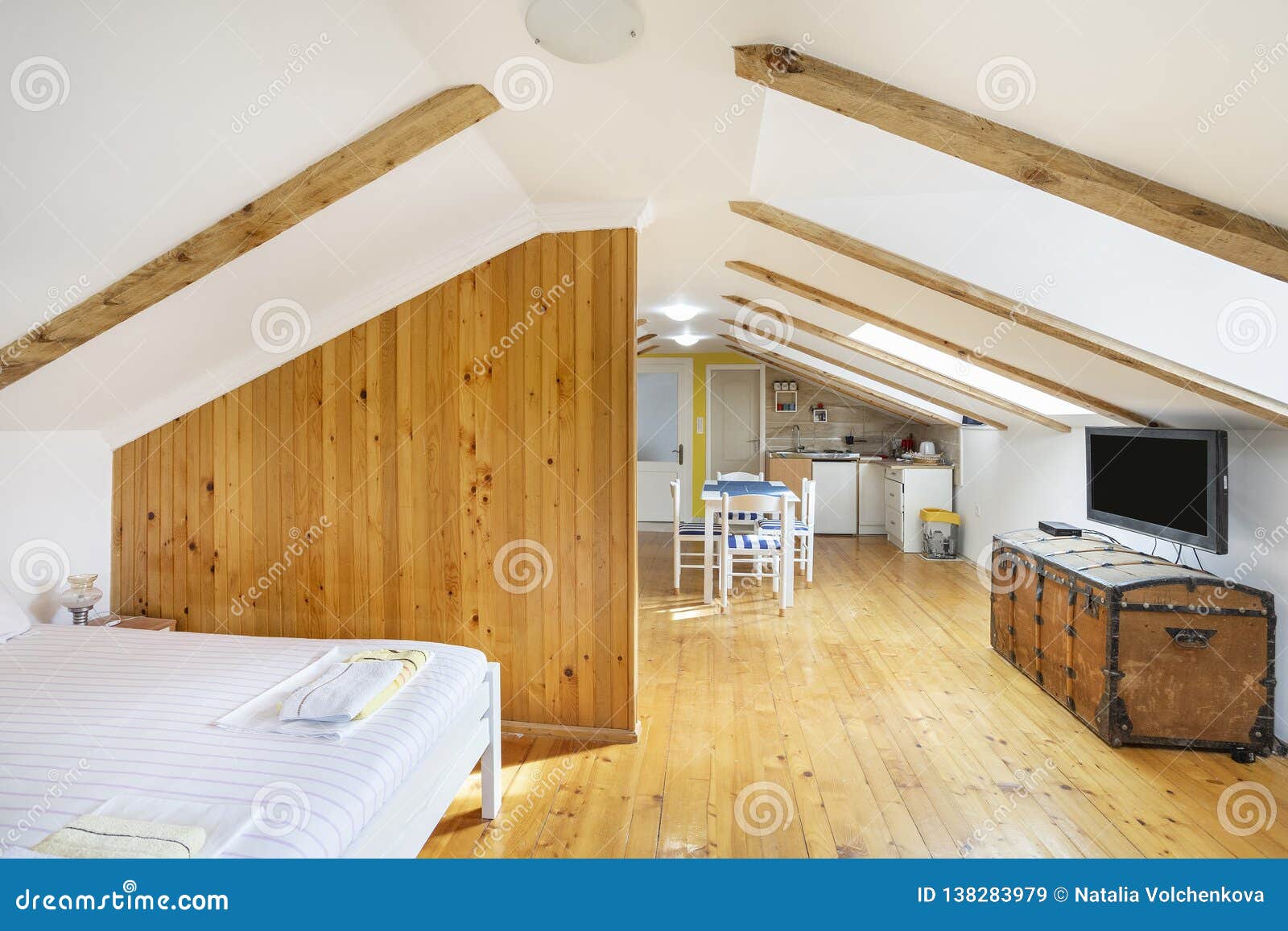 Interior of a cozy studio stock image. Image of lamp - 138283979