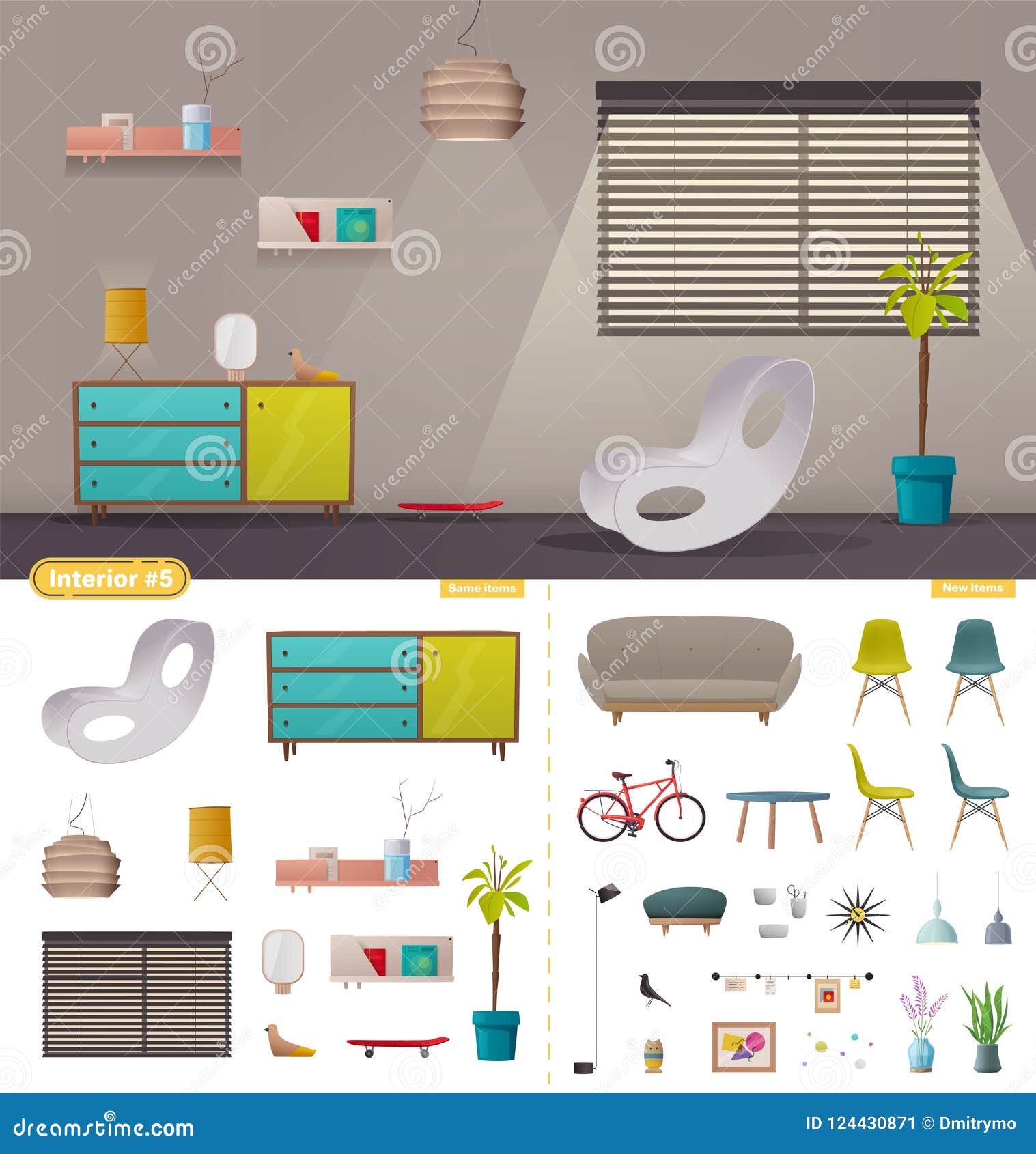 Interior Creator. Living Room or Office Stock Vector - Illustration of ...