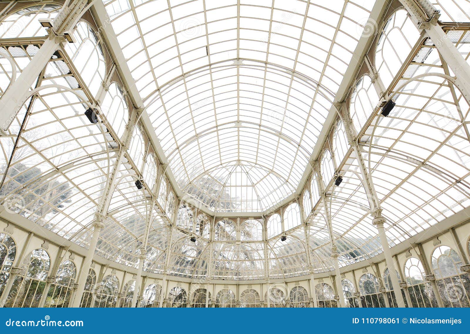 Interior of Crystal Palace in Madrid, Spain. Stock Image - Image of ...