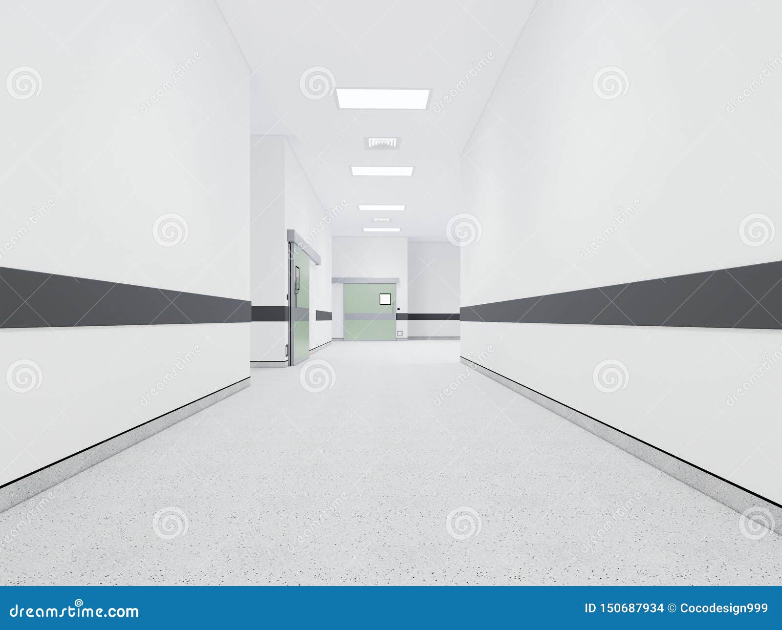 Interior 3D Rendering Corridors for Operating Room Stock Illustration ...