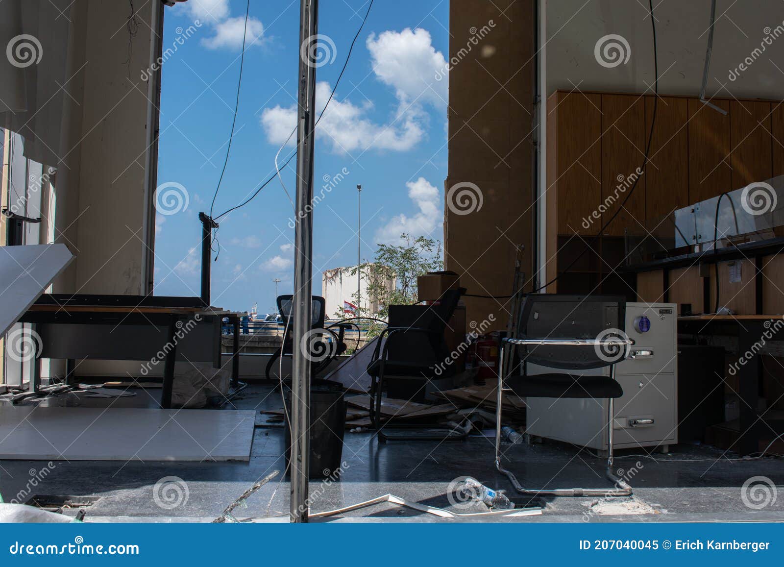 Destroyed Office Building Interior Editorial Image - Image of chair ...