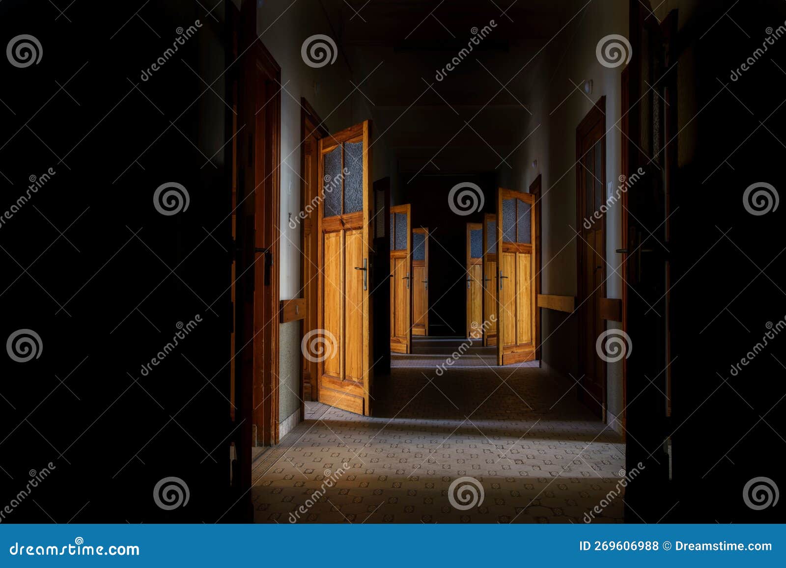 Interior of a Dark Abandoned Building Stock Photo - Image of wood ...