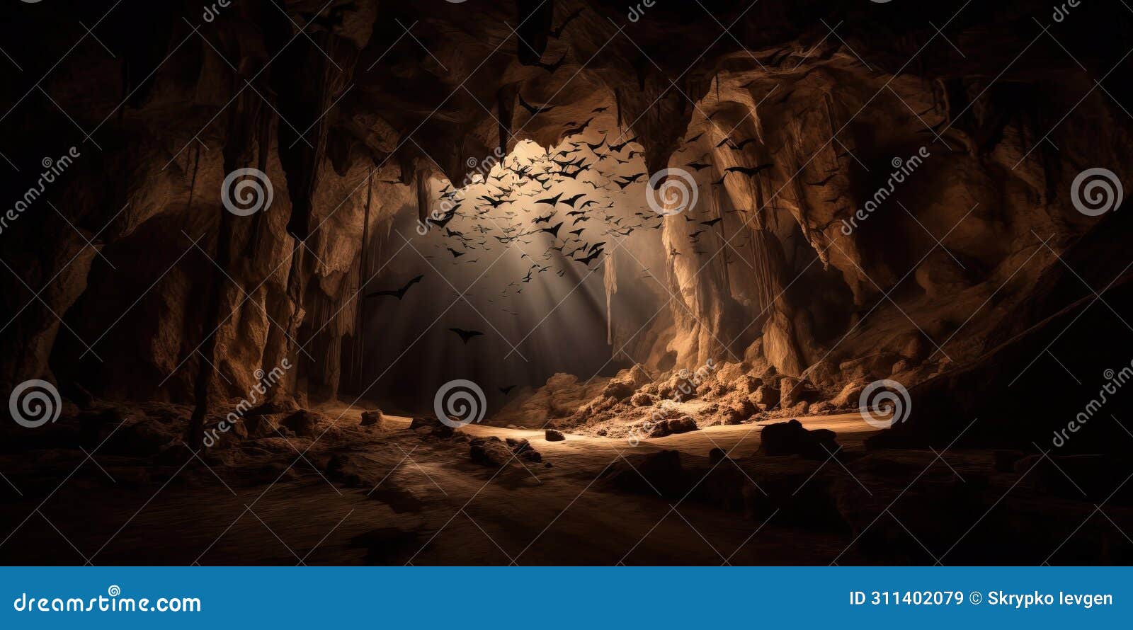 Cave Of Terror With Tunnel For Tram. Extreme Attraction. Mountain With ...