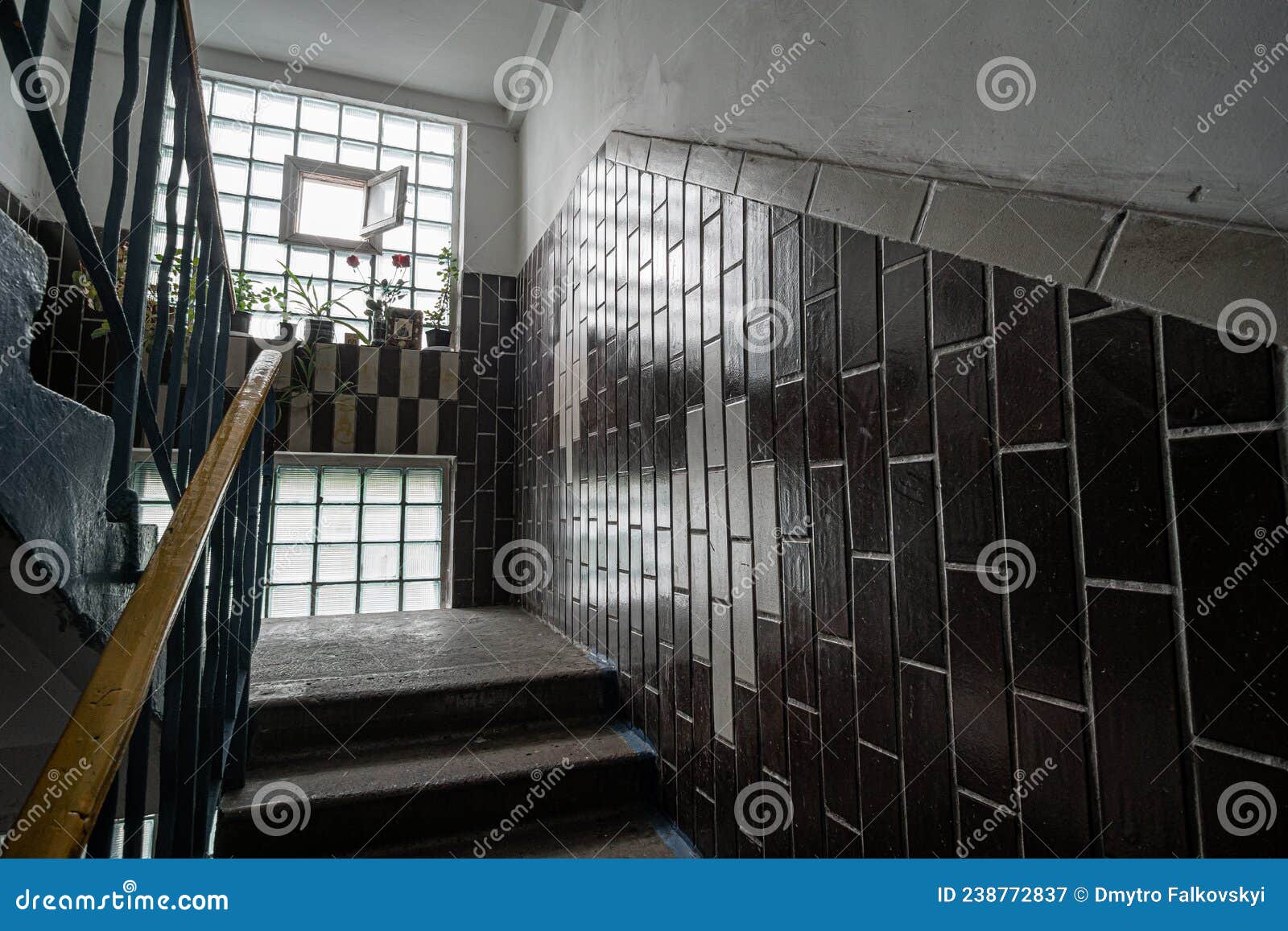 Interior of a Dark Staircase Case of an Old Soviet Panel House Called ...