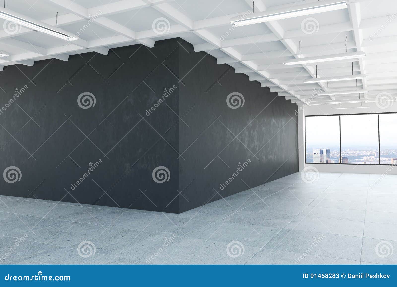 Interior with Dark Wall Side Stock Illustration - Illustration of ...