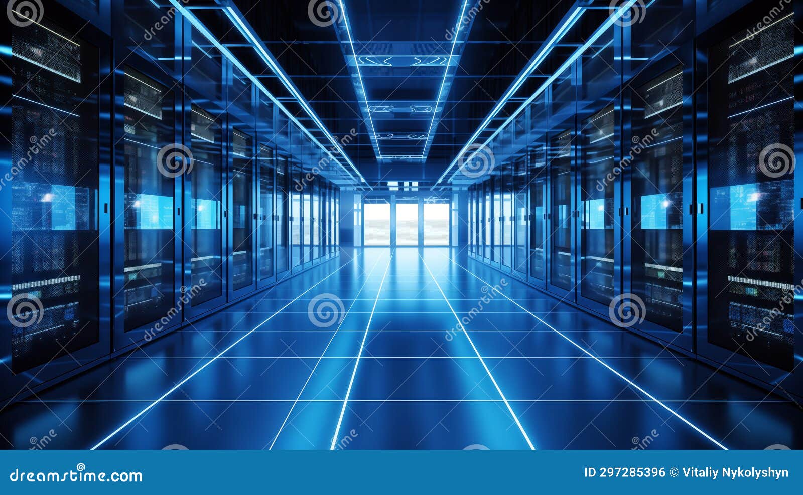 Interior of Data Center stock photo. Image of service - 297285396