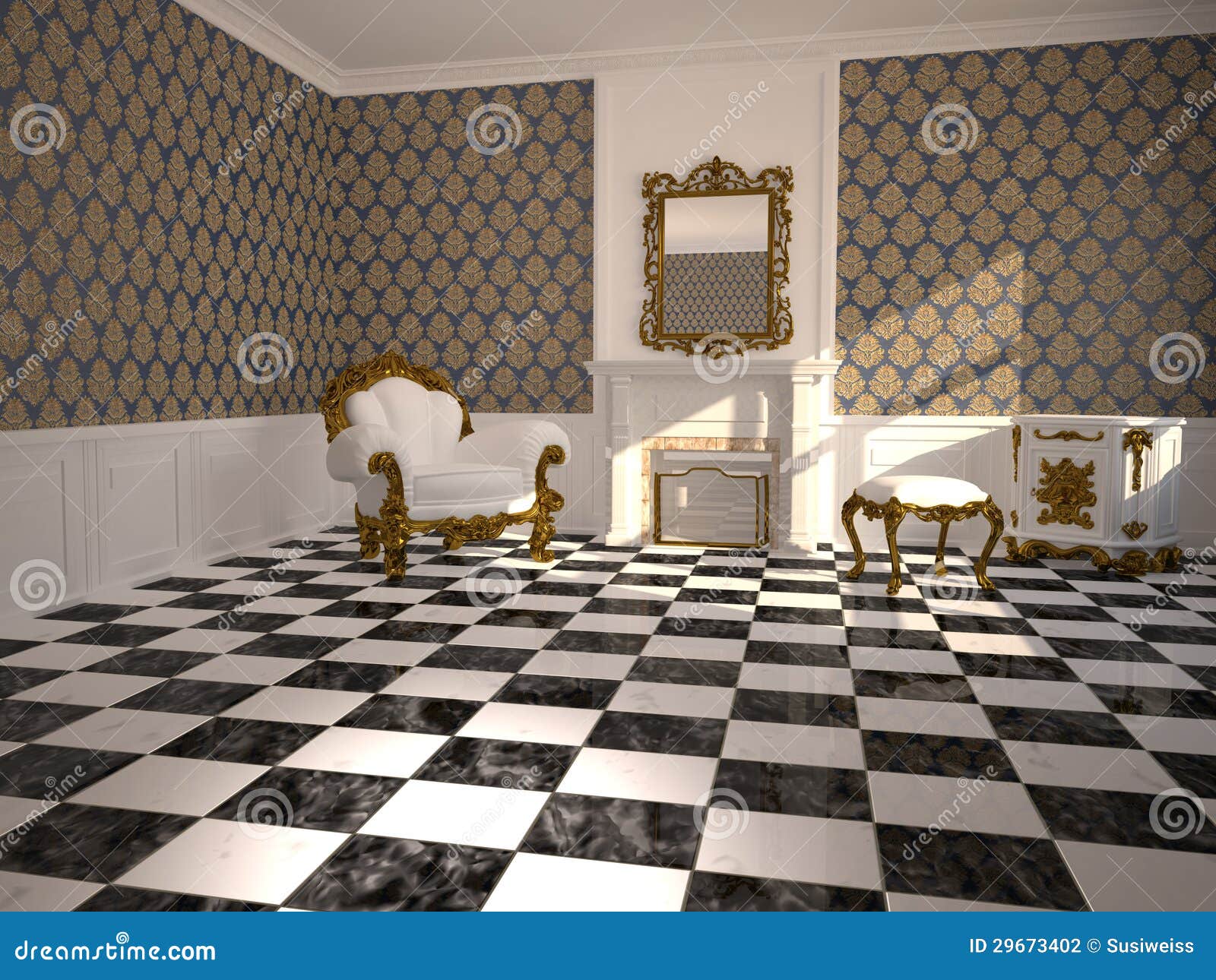 Interior de Barock ilustração stock. Ilustração de barroco - 29673402