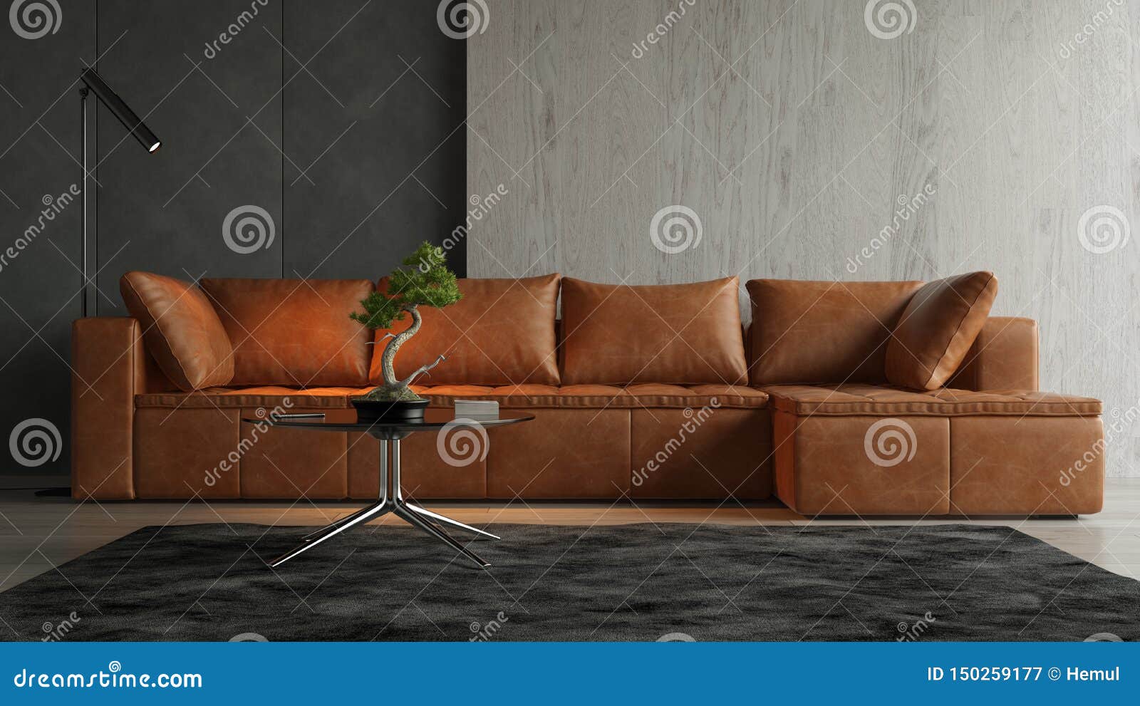 Interior De La Sala De Estar Moderna Con La Representaci?n Del Sof? 3d Stock de ilustración ...