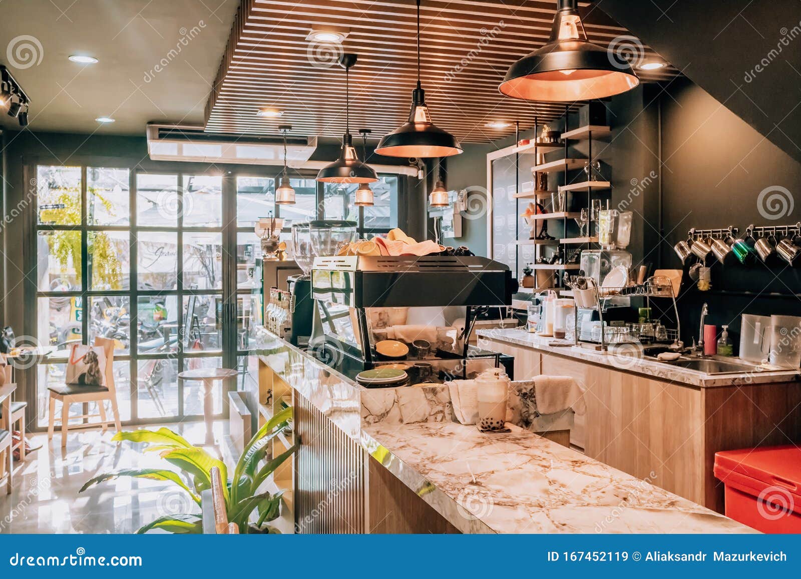 Interior De Uma Cafeteria Moderna, Café Imagem de Stock - Imagem de ...