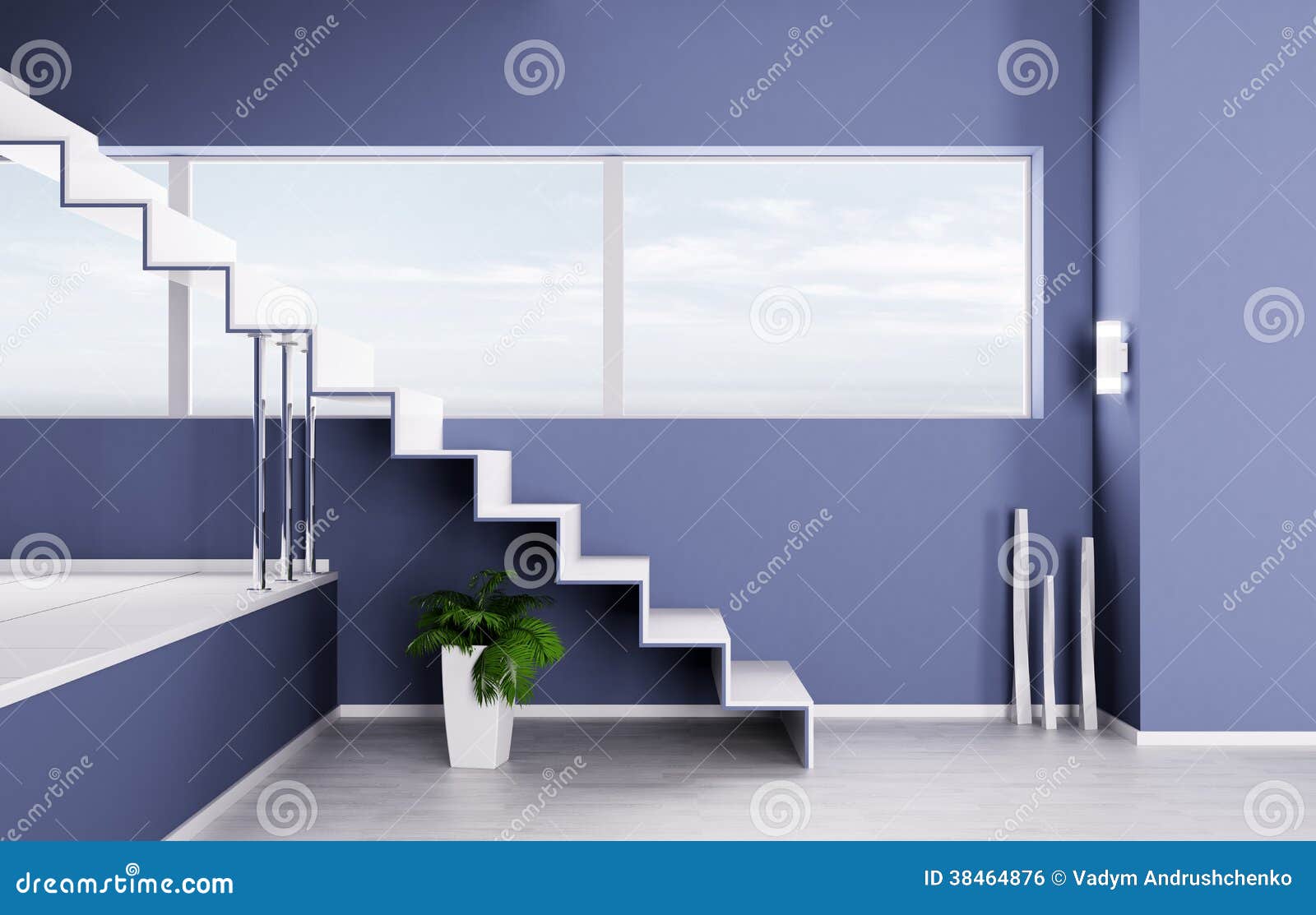 Interior De Un Cuarto Con La Escalera Stock de ilustración ...