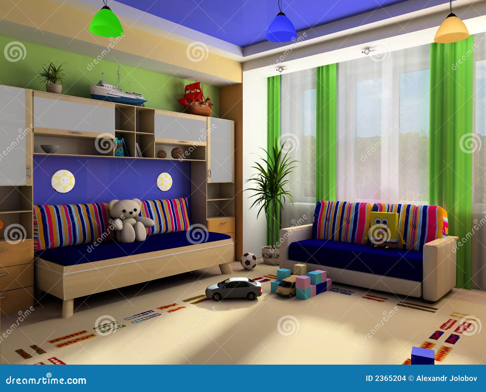 Interior De Un Cuarto De Niños Stock de ilustración - Ilustración de ...