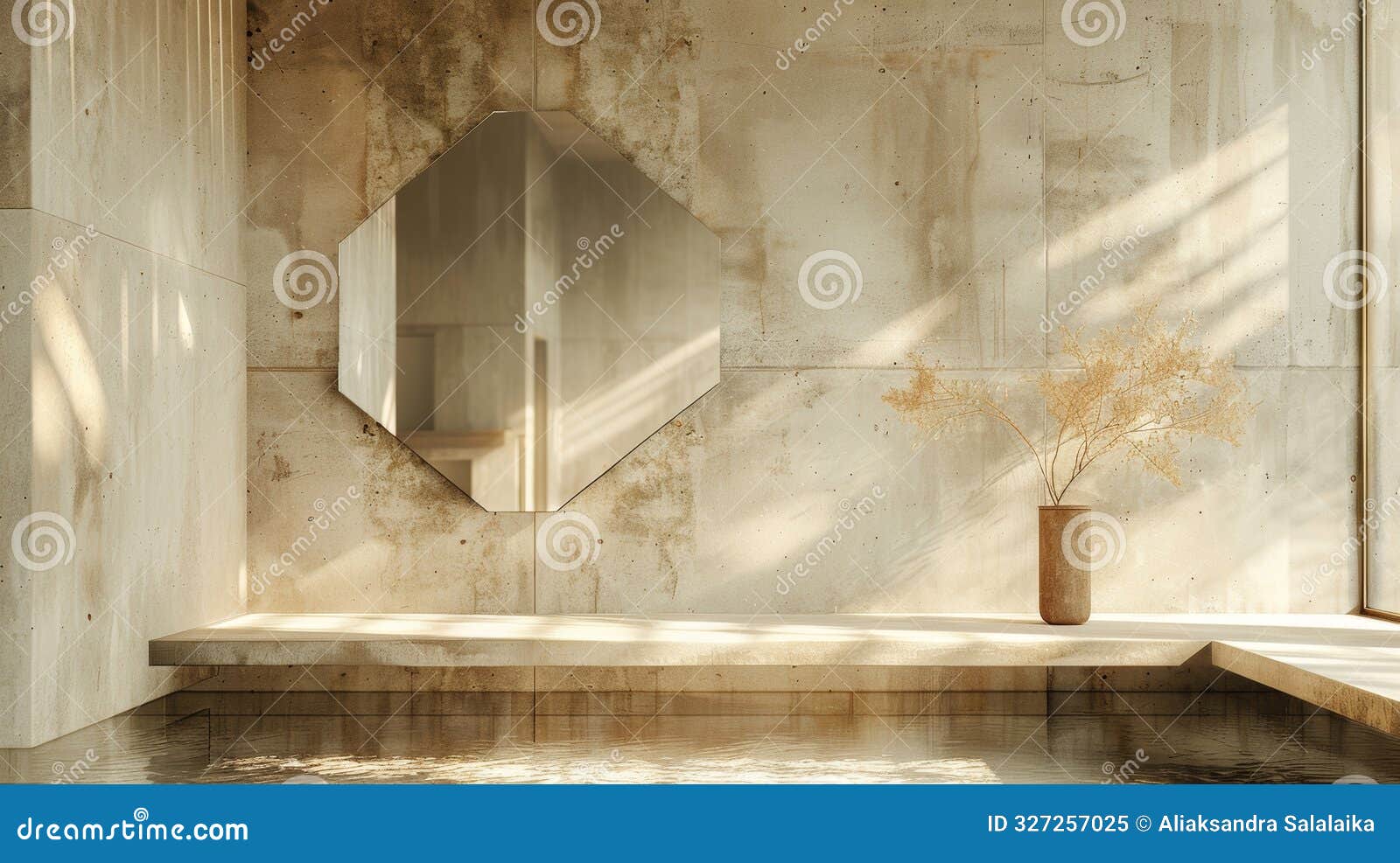 Interior Decor Reflection, a Shiny Silver Hexagon Mirror Reflects ...