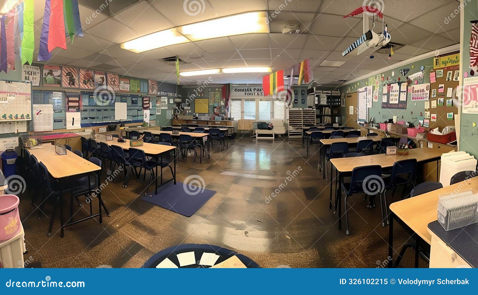 Decorated Classrooms with Educational Posters and Materials Stock Image ...