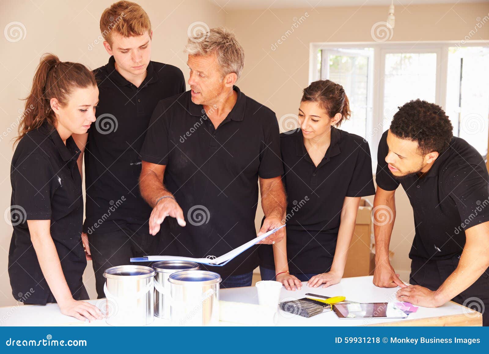 Interior Decorating Team in Discussion Stock Photo - Image of ...
