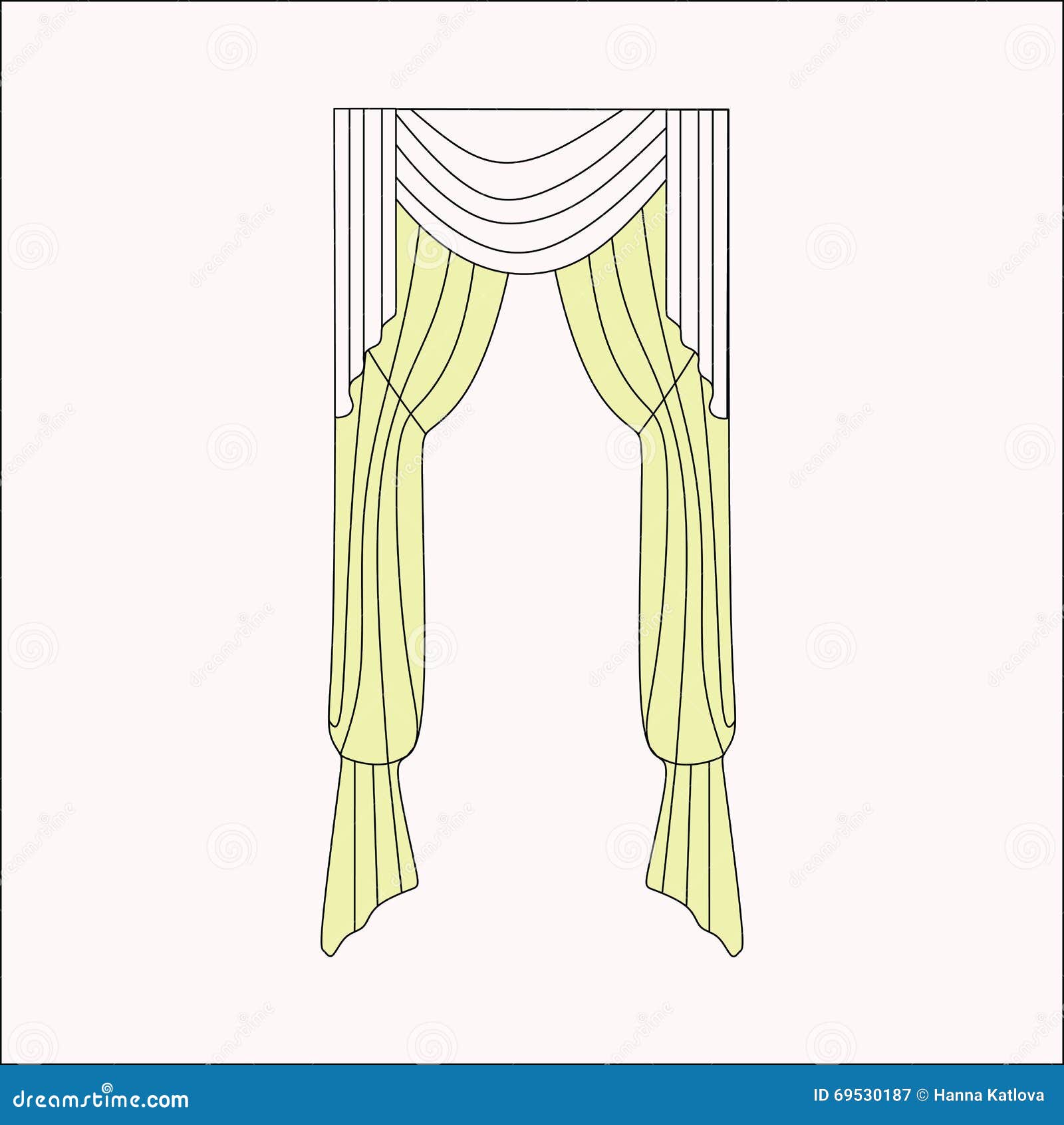 Interior Decoration. Curtains. Curtains Interior Design Sketch. Stock ...