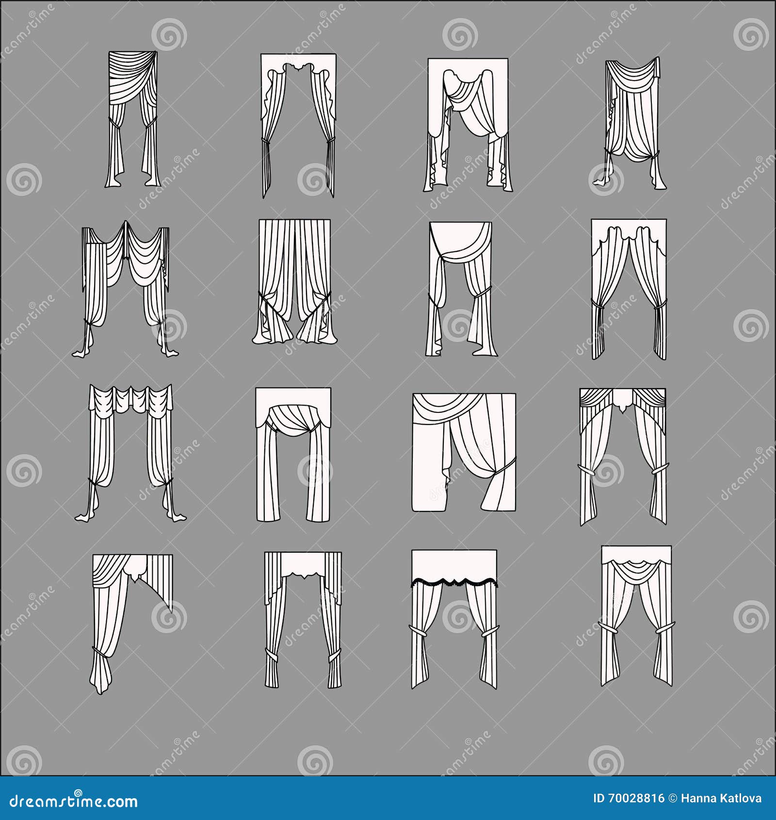 Interior Decoration. Curtains. Curtains Interior Design Sketch. Stock ...