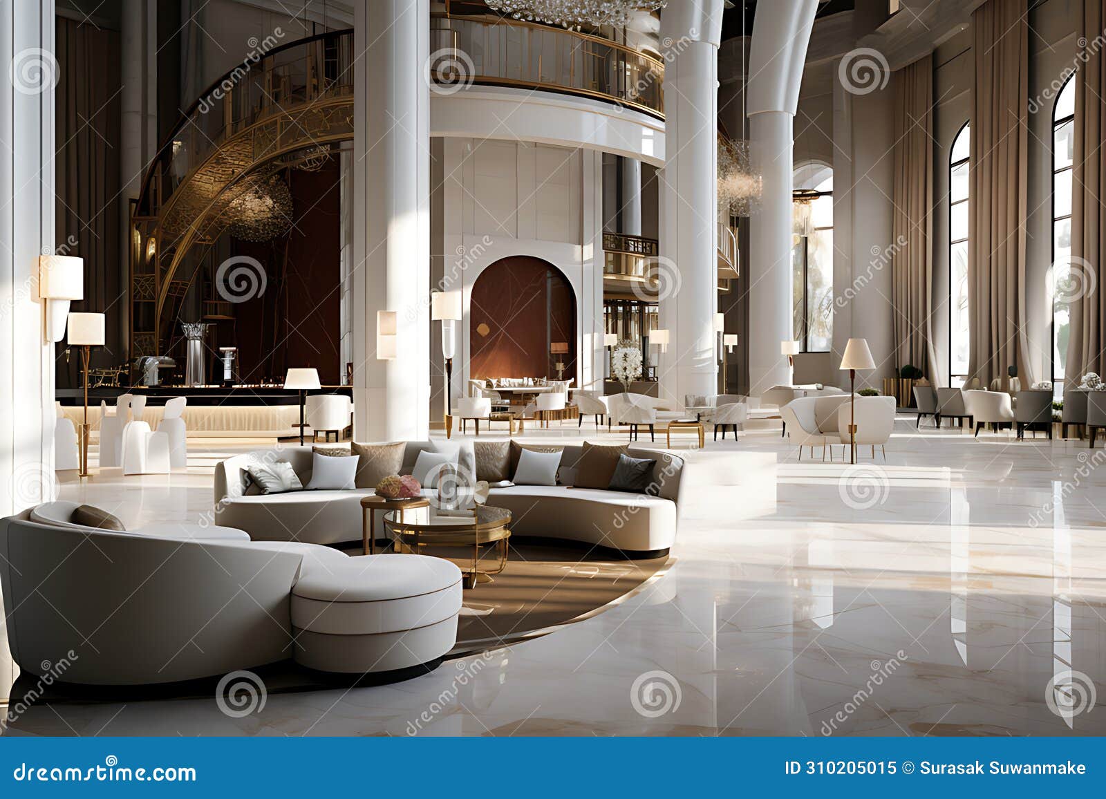 Interior Decoration Luxurious Hotel Hall Stock Illustration ...