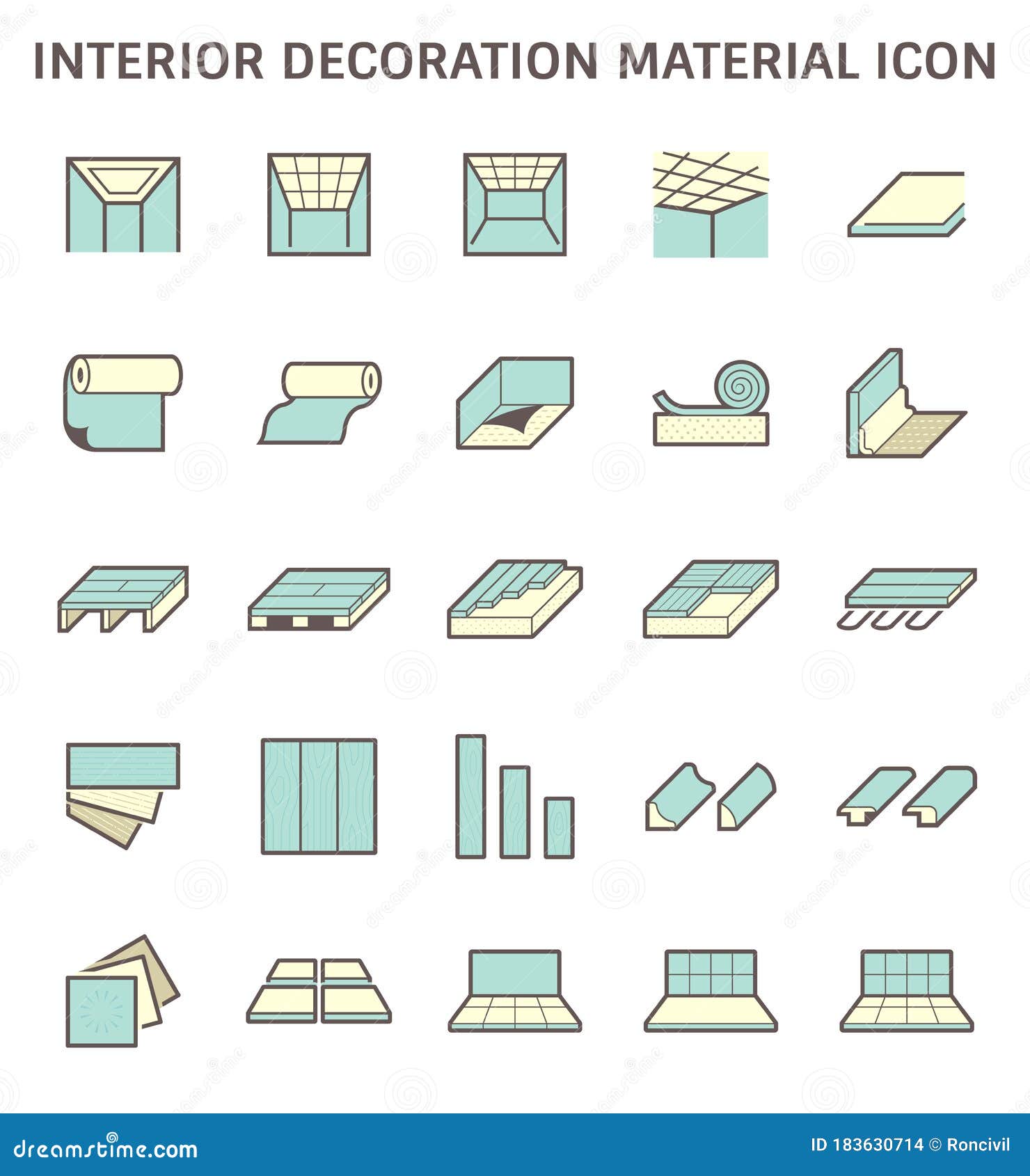 Interior Decoration Material Icon Stock Vector - Illustration of house ...