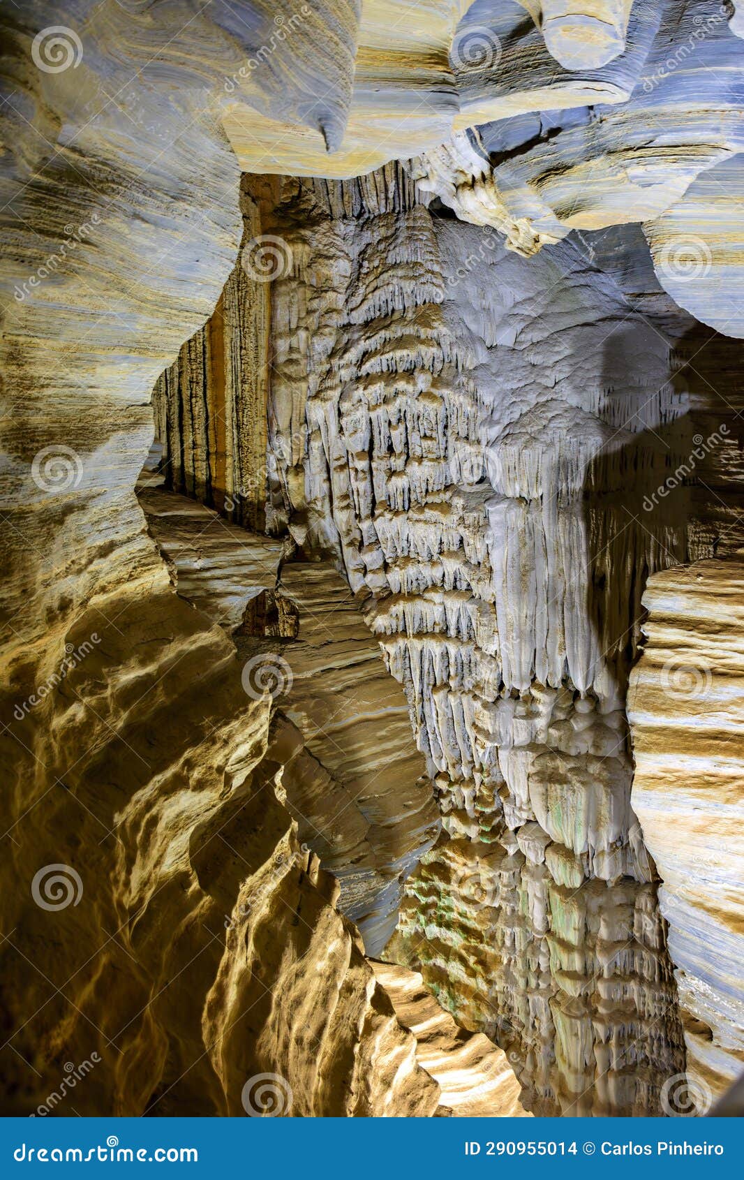 Interior of a Deep Cave with Its Columns and Rock Formations Stock ...