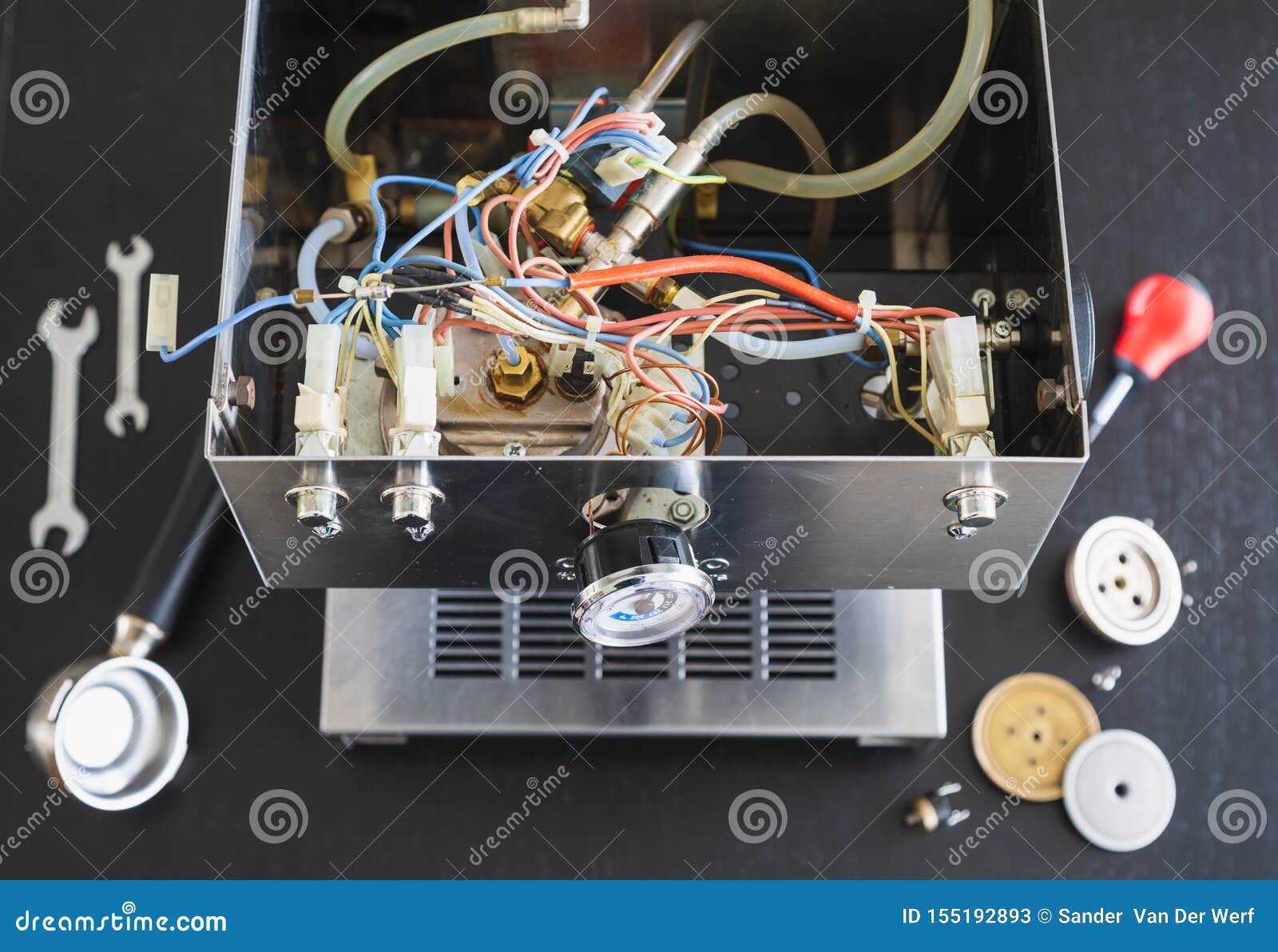 Open espressomachine stock image. Image of pressure - 155192893