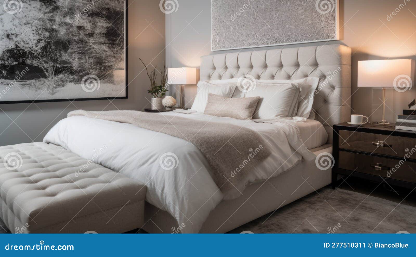 Interior Deisgn of Bedroom in Modern Style with Statement Headboard ...