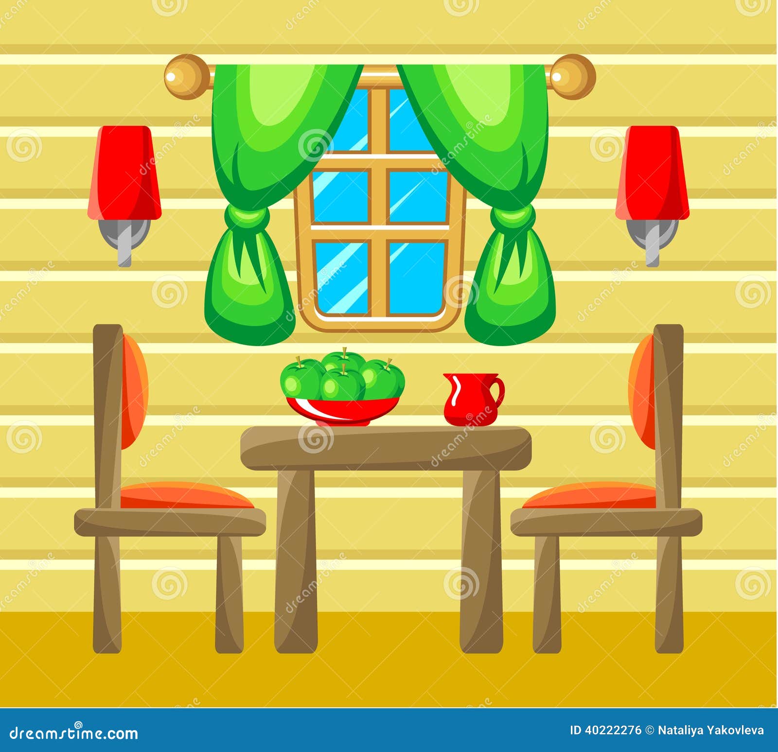 Interior del comedor. ilustración del vector. Ilustración de amarillo ...