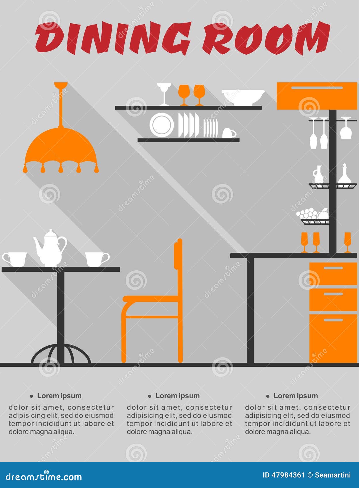 Interior Del Comedor En Formato Plano Ilustración del Vector ...