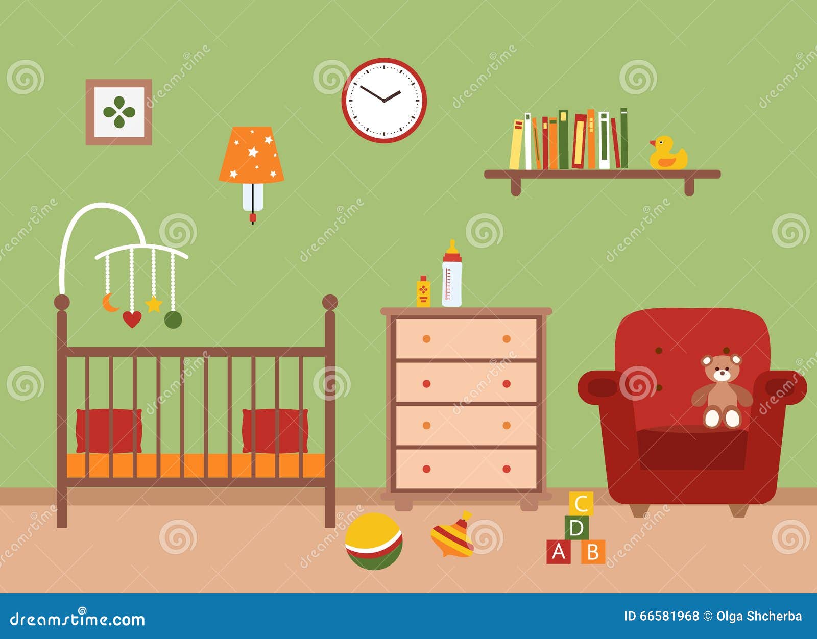 Interior Del Vector Del Cuarto De Niños Ilustración del Vector ...