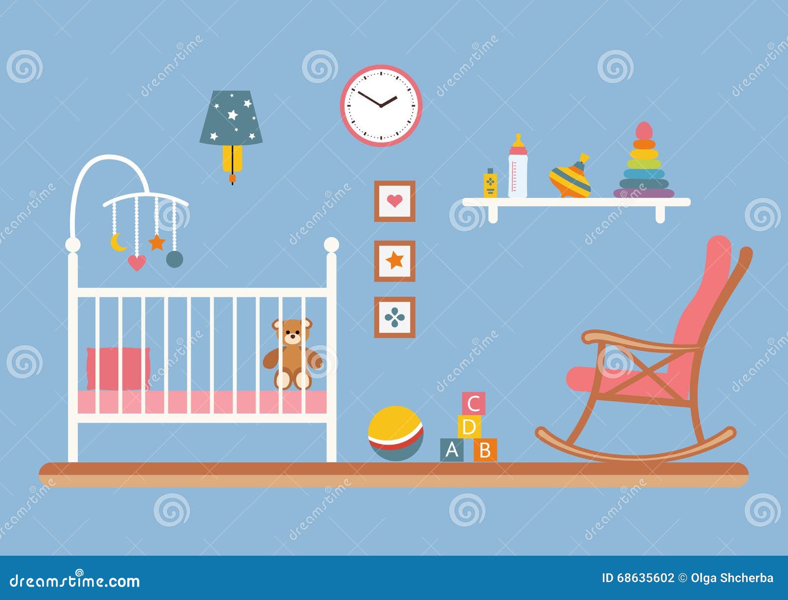 Interior Del Vector Del Cuarto De Niños Ilustración del Vector ...