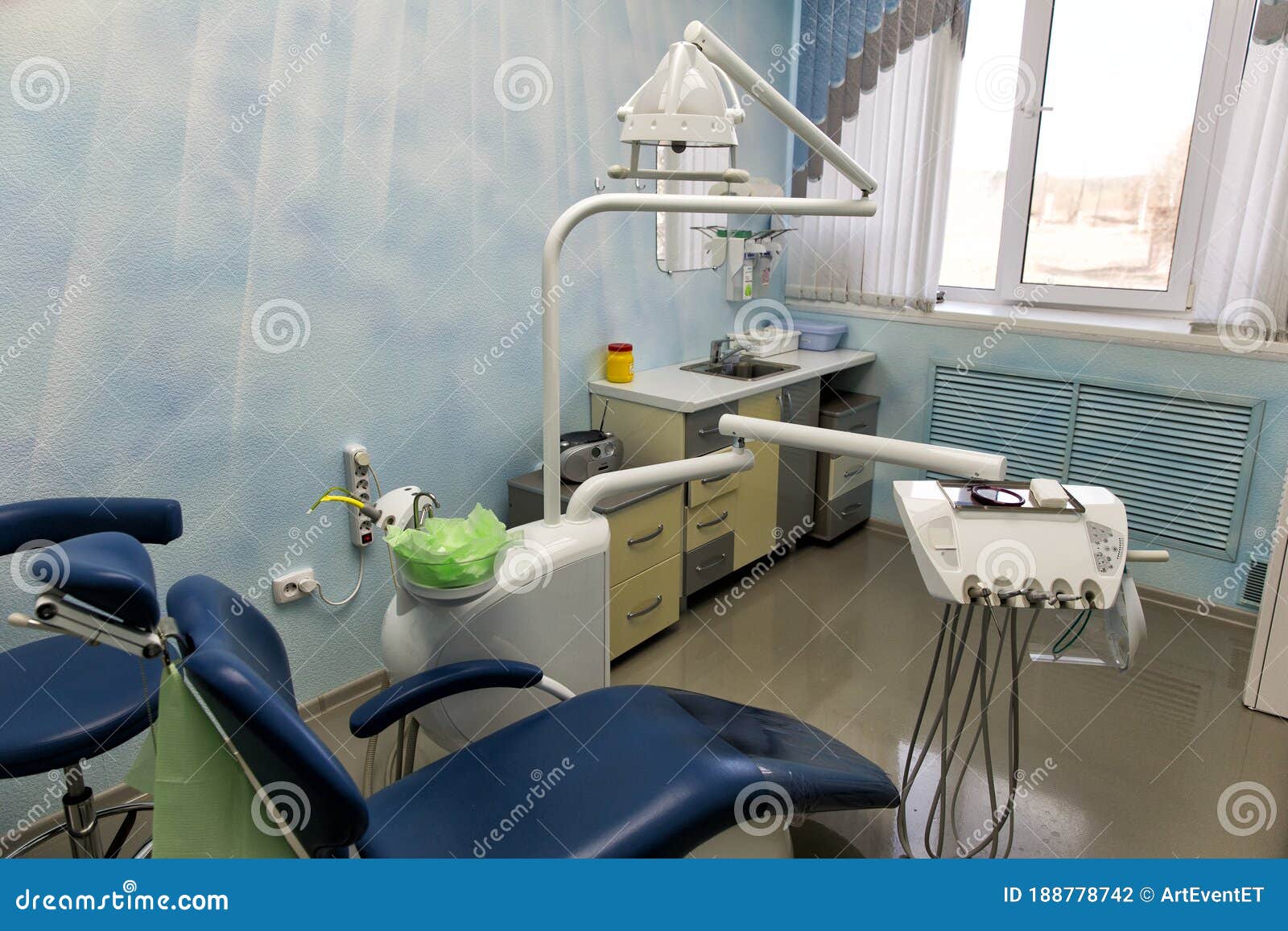 Interior of Dentist Room and Seat Stock Photo - Image of closeup ...