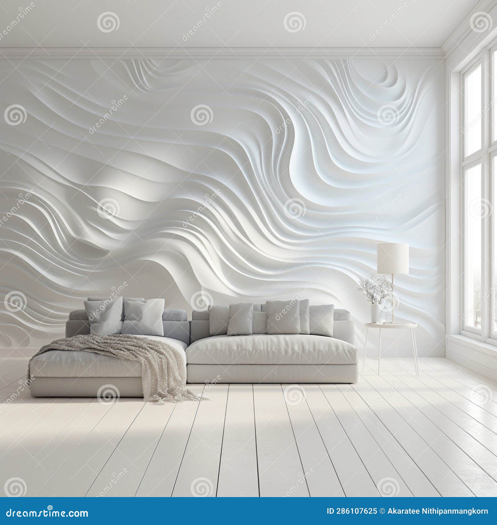 Interior Design with Abstract White Curve Lines Wallpaper, Luxury ...