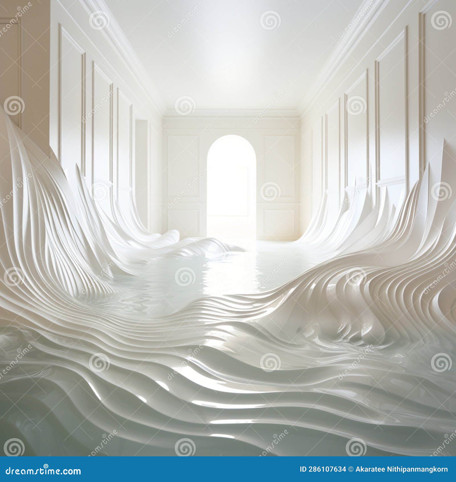 Interior Design with Abstract White Curve Lines Wallpaper, Luxury ...