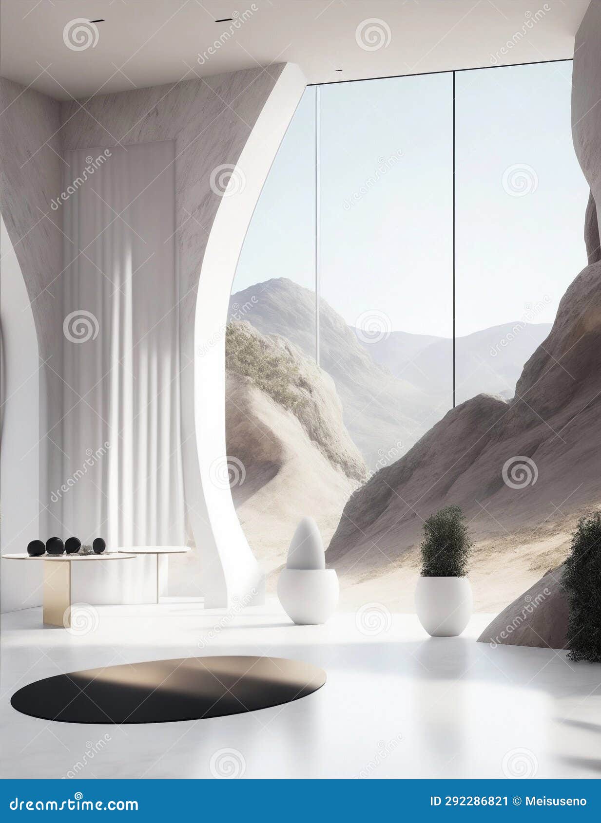 Interior Design with Background of Hills, Marble and Stone Illustration ...