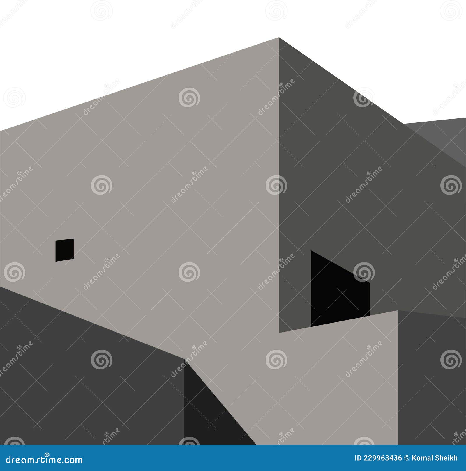 Interior Design Background Simple Modern Building with Sky Illustration ...