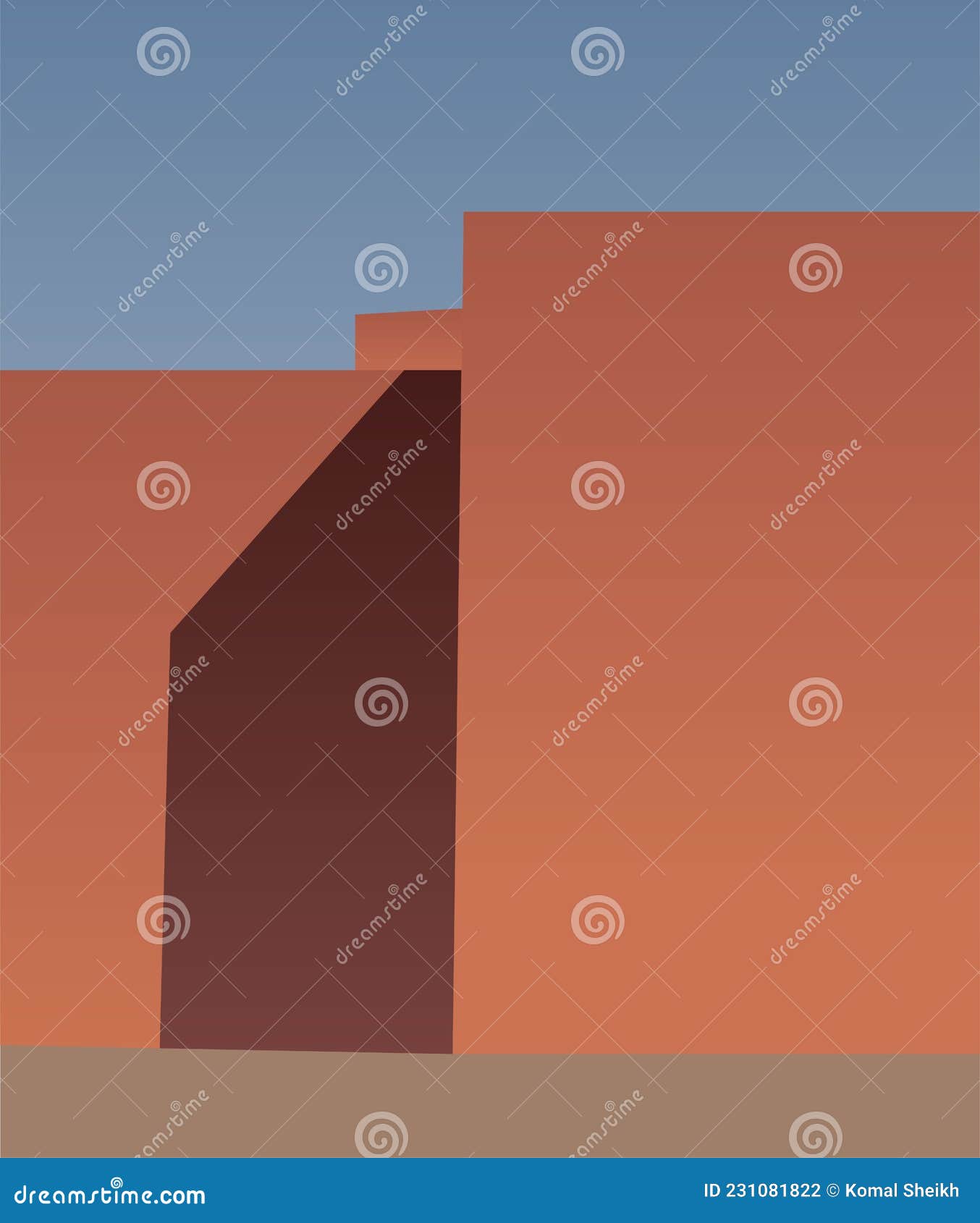 Interior Design Background Simple Modern Building with Sky Illustration ...
