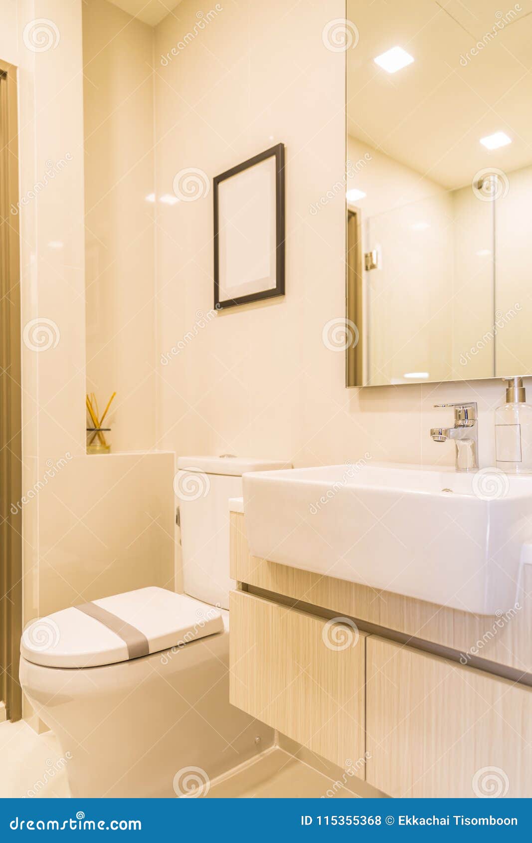An Interior Design Bathroom Picture. Stock Photo - Image of clean ...