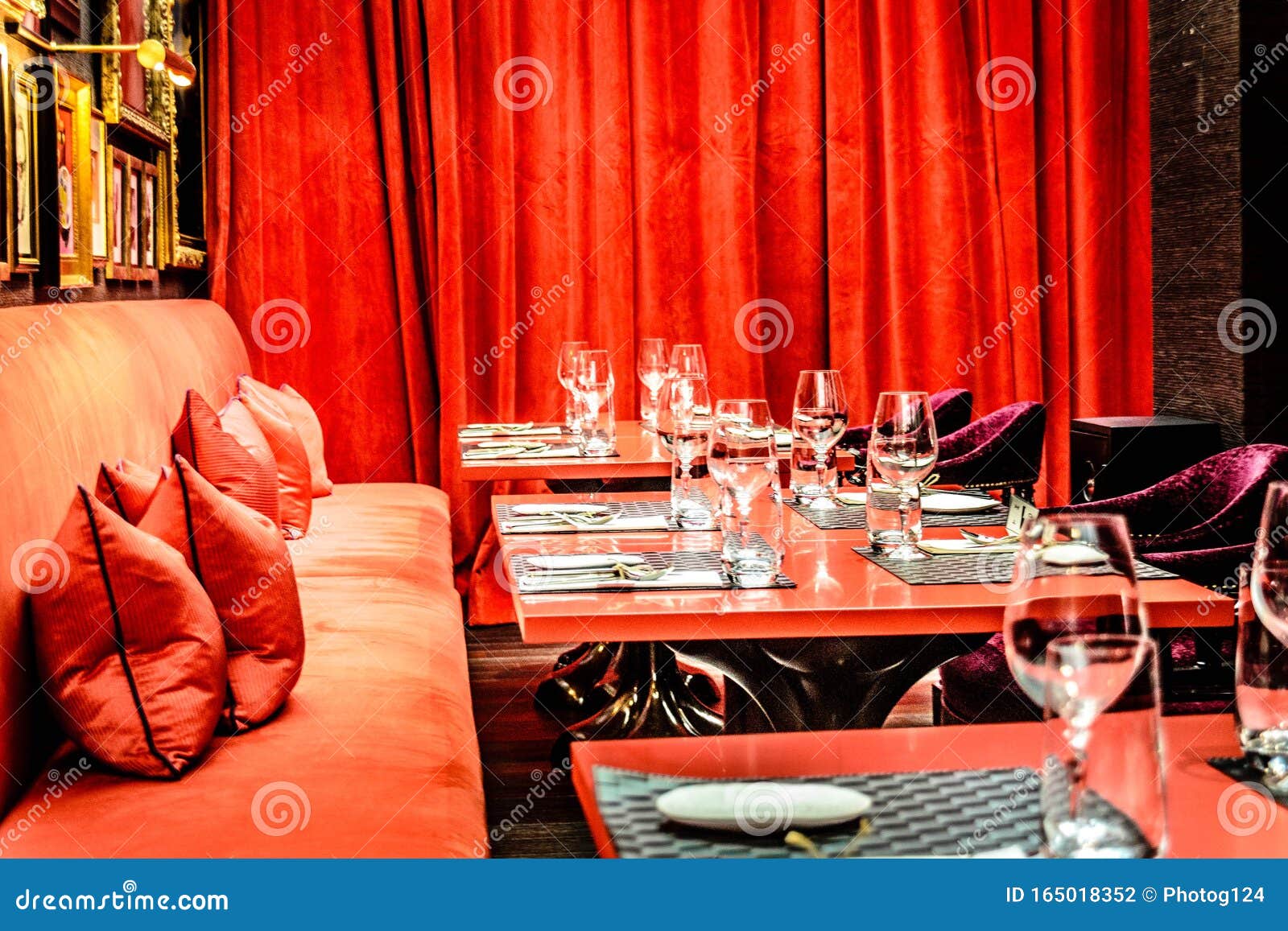 Interior Design of Beautiful Lounge Bar Restaurant with Table Seating ...