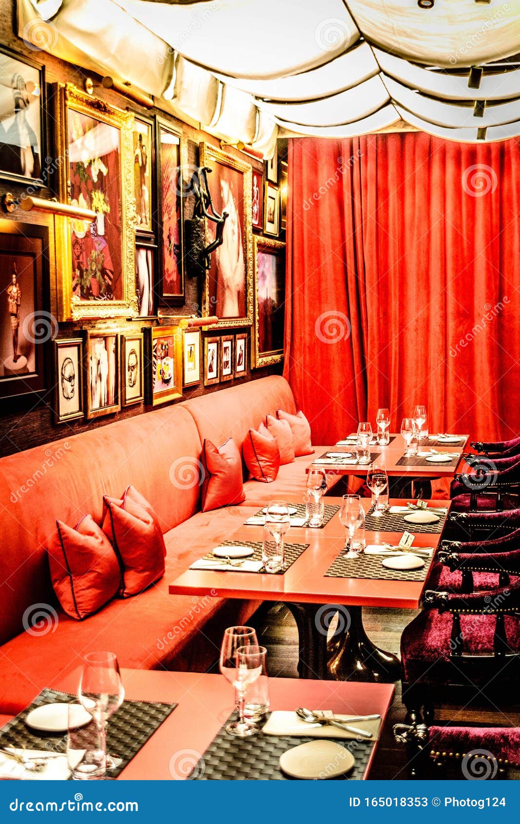 Interior Design of Beautiful Lounge Bar Restaurant with Table Seating ...