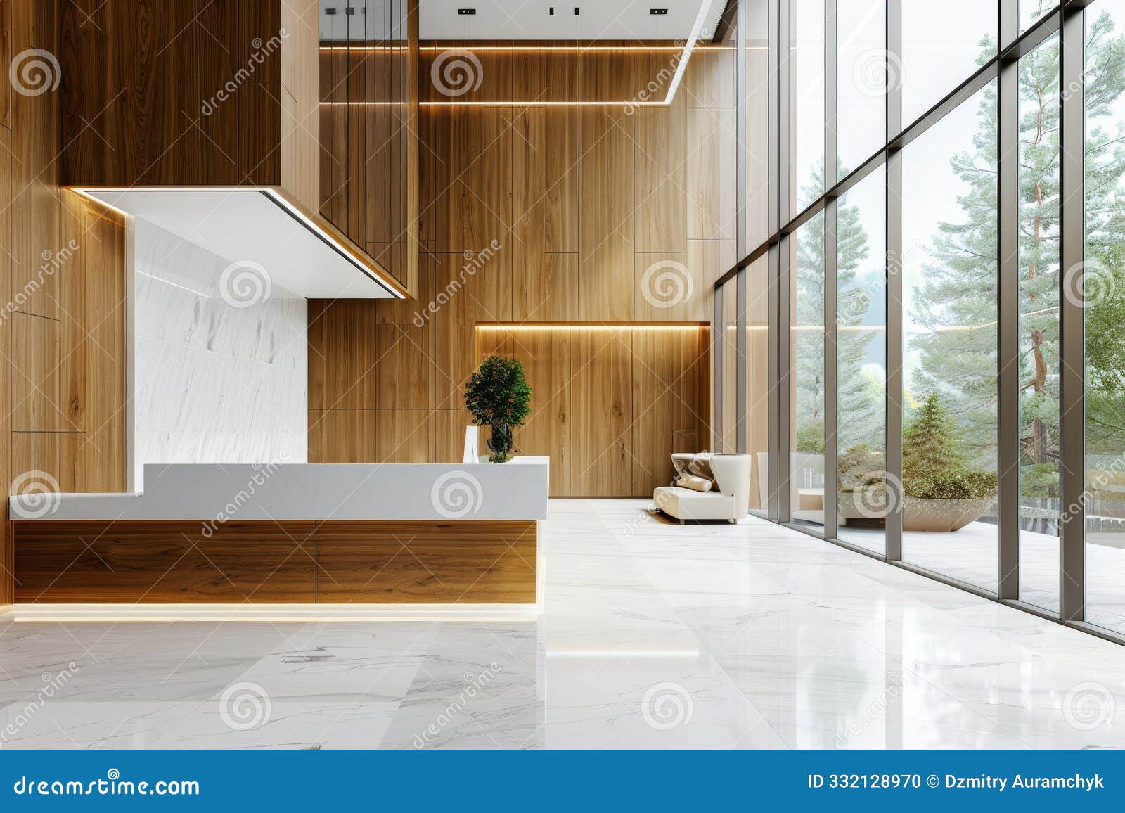 The Interior Design of a Beautiful Reception Area with White Marble ...