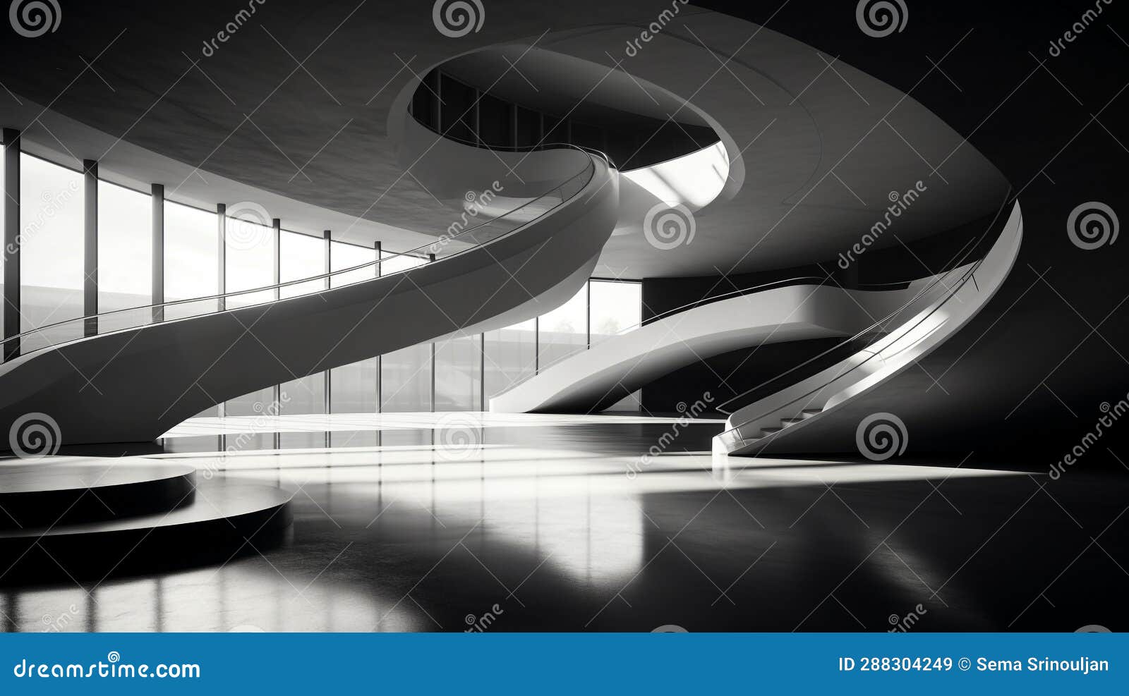 The Interior Design of the Building with Modern Curves. - Generative Ai ...