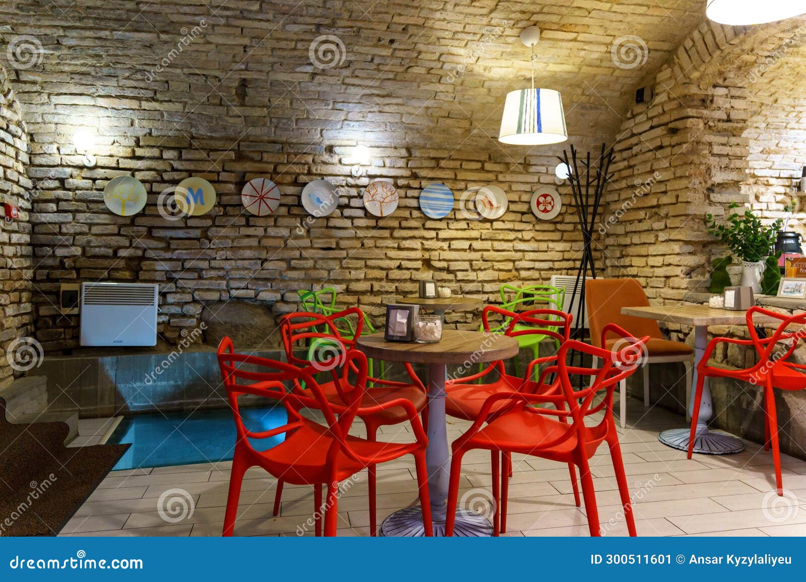 Interior Design in a Cafe in the Loft Style. Rough Walls Made of Old ...