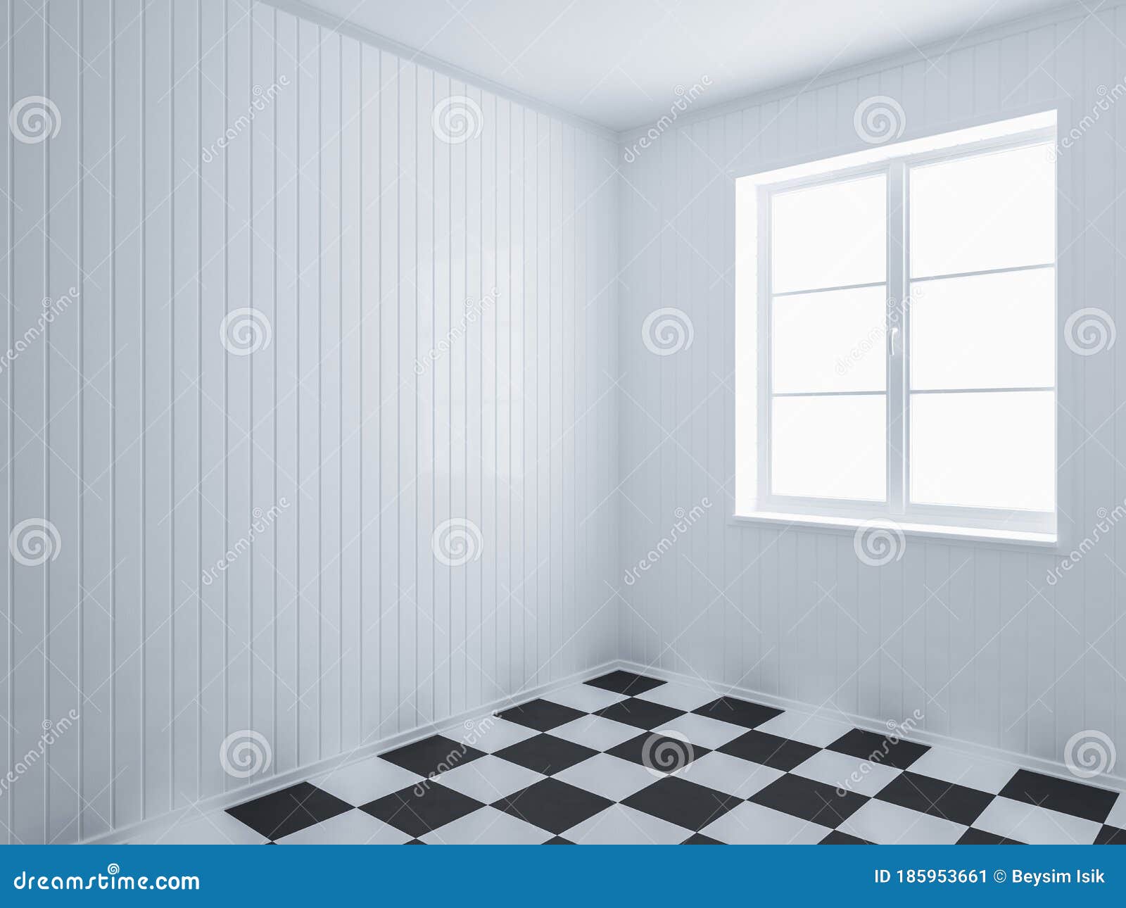 Interior Design with Checked Pattern and Wood Wall Covering Stock ...