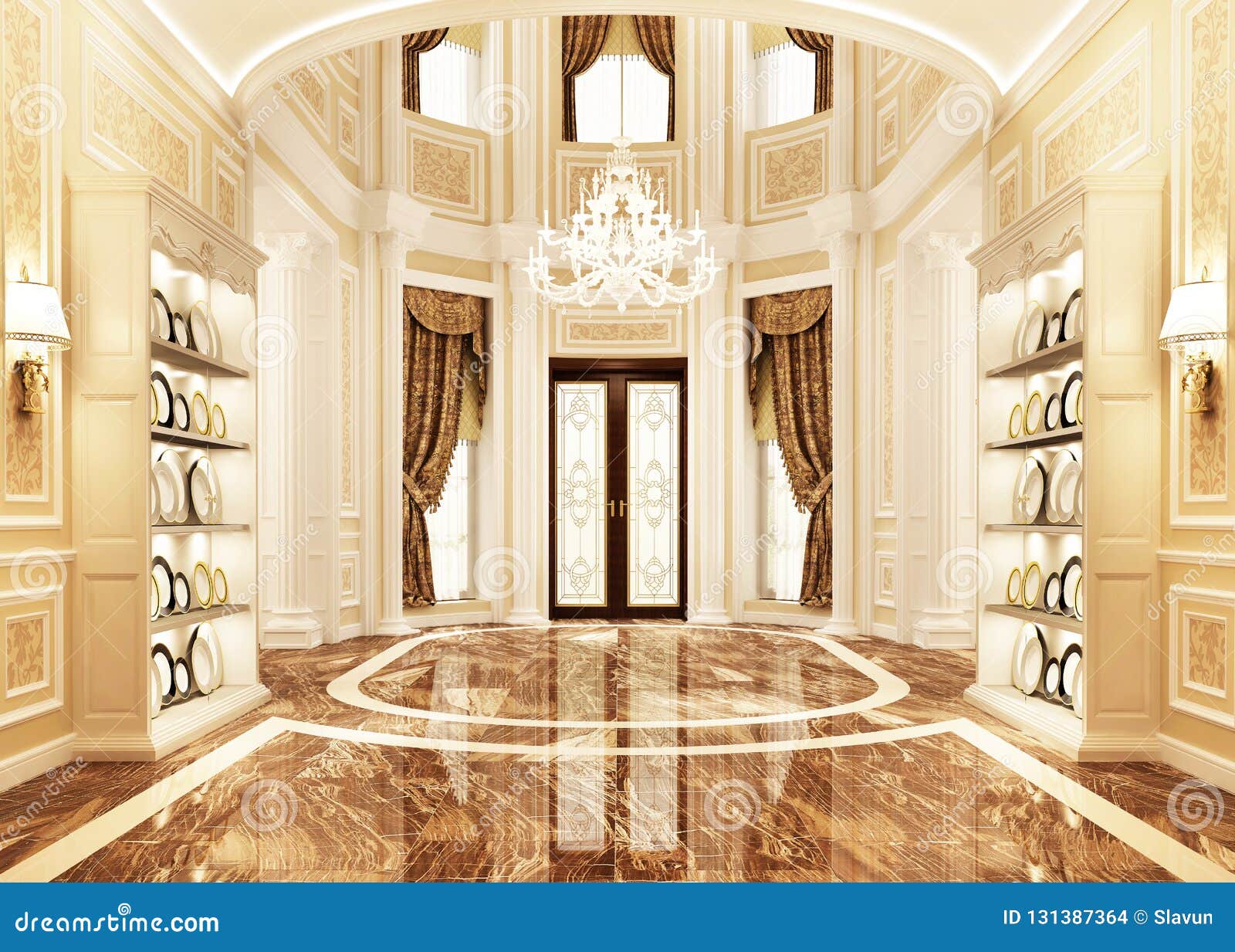 Interior Design in a Classic Style Stock Photo - Image of decor, glass ...