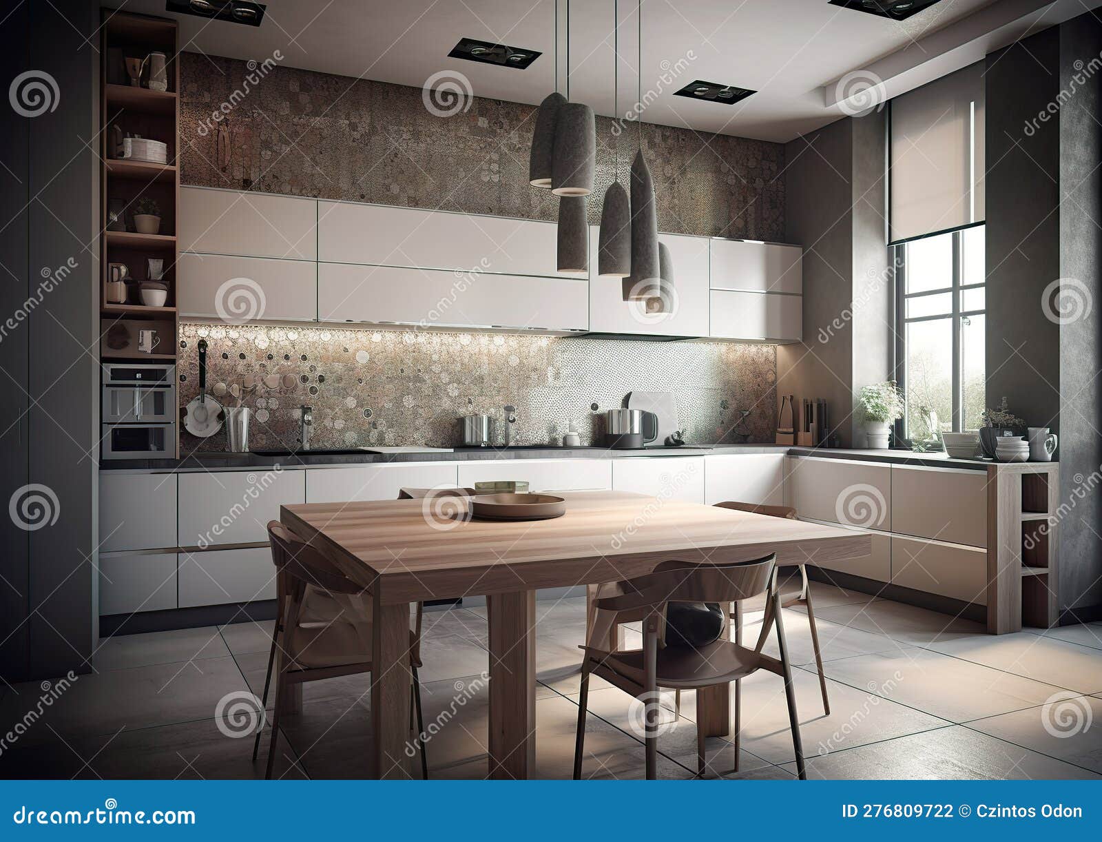 Interior Design of a Clean Modern Kitchen with All Necessary Equipment ...