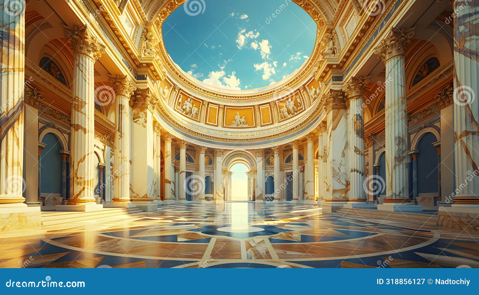 Interior Design with Columns, Dome Ceiling, Byzantine Architecture ...