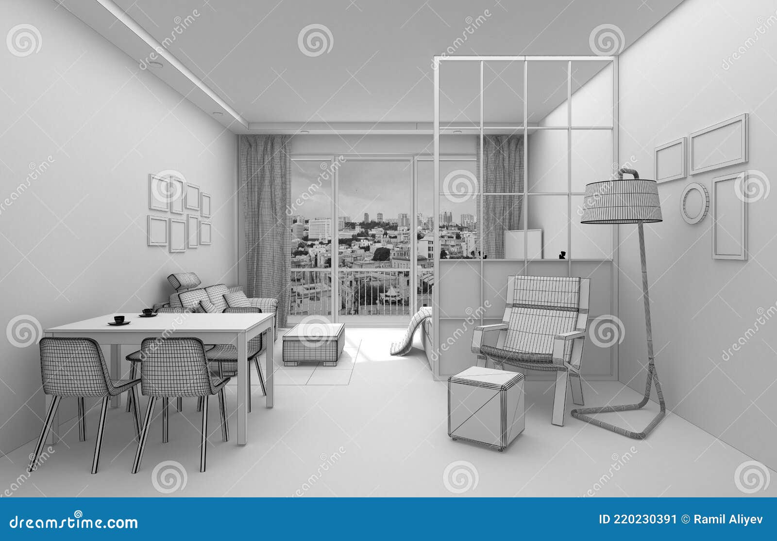 Interior Design of a Compact Apartment Grid Stock Illustration ...